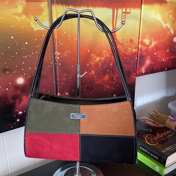 kate spade | Bags | Vintage Kate Spade Suede Colorblock Shoulder Bag ...